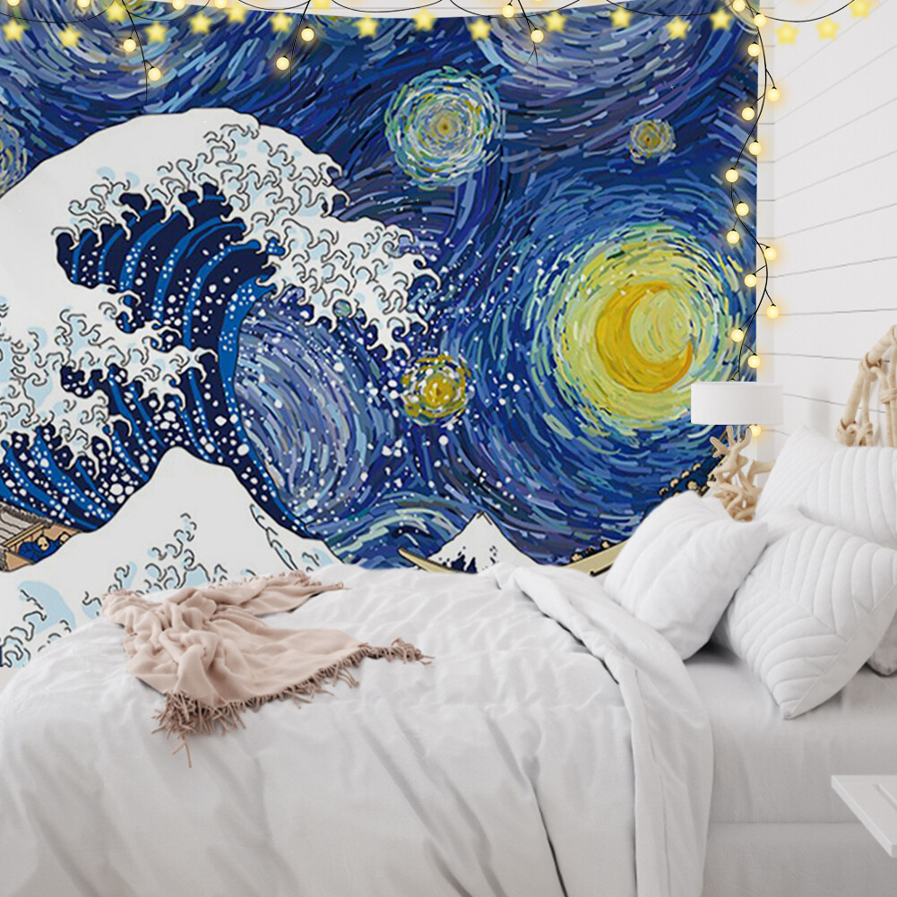 Ukiyo-e Waves Tapestry Wall Hanging Rugs Bedspread Beach Mat Decor ...