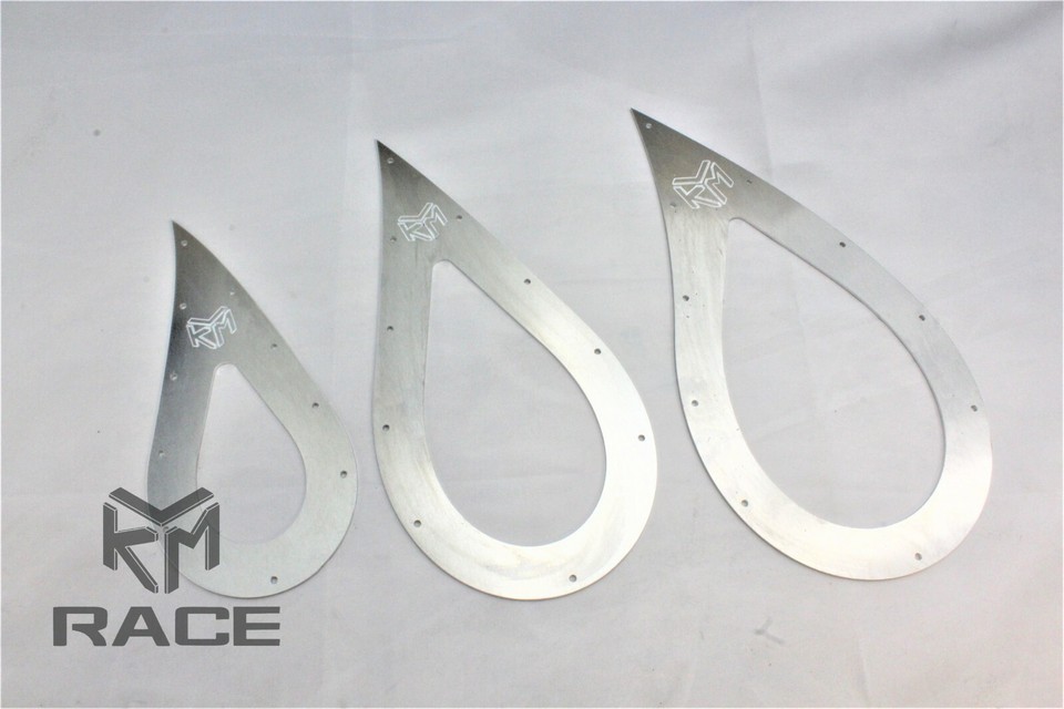 KLM Tear Drop Exhaust Tip 3" Stainless Steel With Aluminum Trim Plate ...