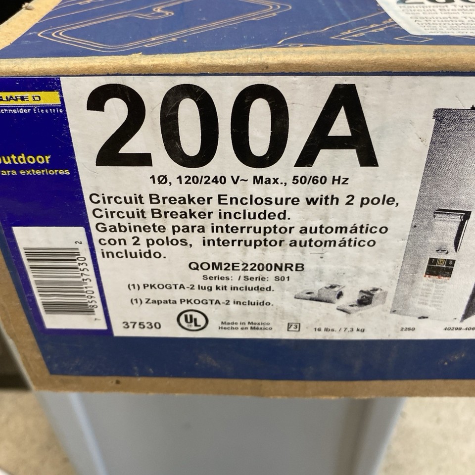 SQUARE D QOM2E2200NRB Outdoor Circuit Box Enclosure W/ Breaker QO 2 ...