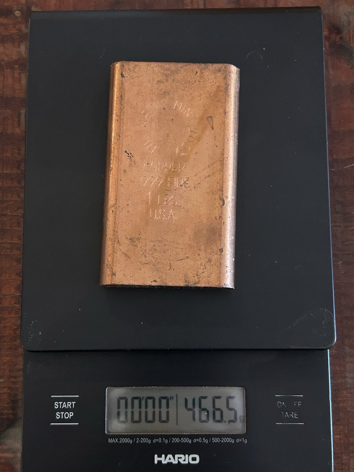 1 One Pound Copper Bullion Bar .999 Fine The Metal Mint 2009 466.5 ...