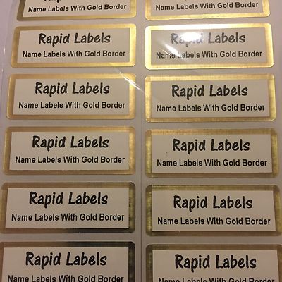 50 x Personalised Gold Border Labels Printed Black 50 x 20mm | eBay UK