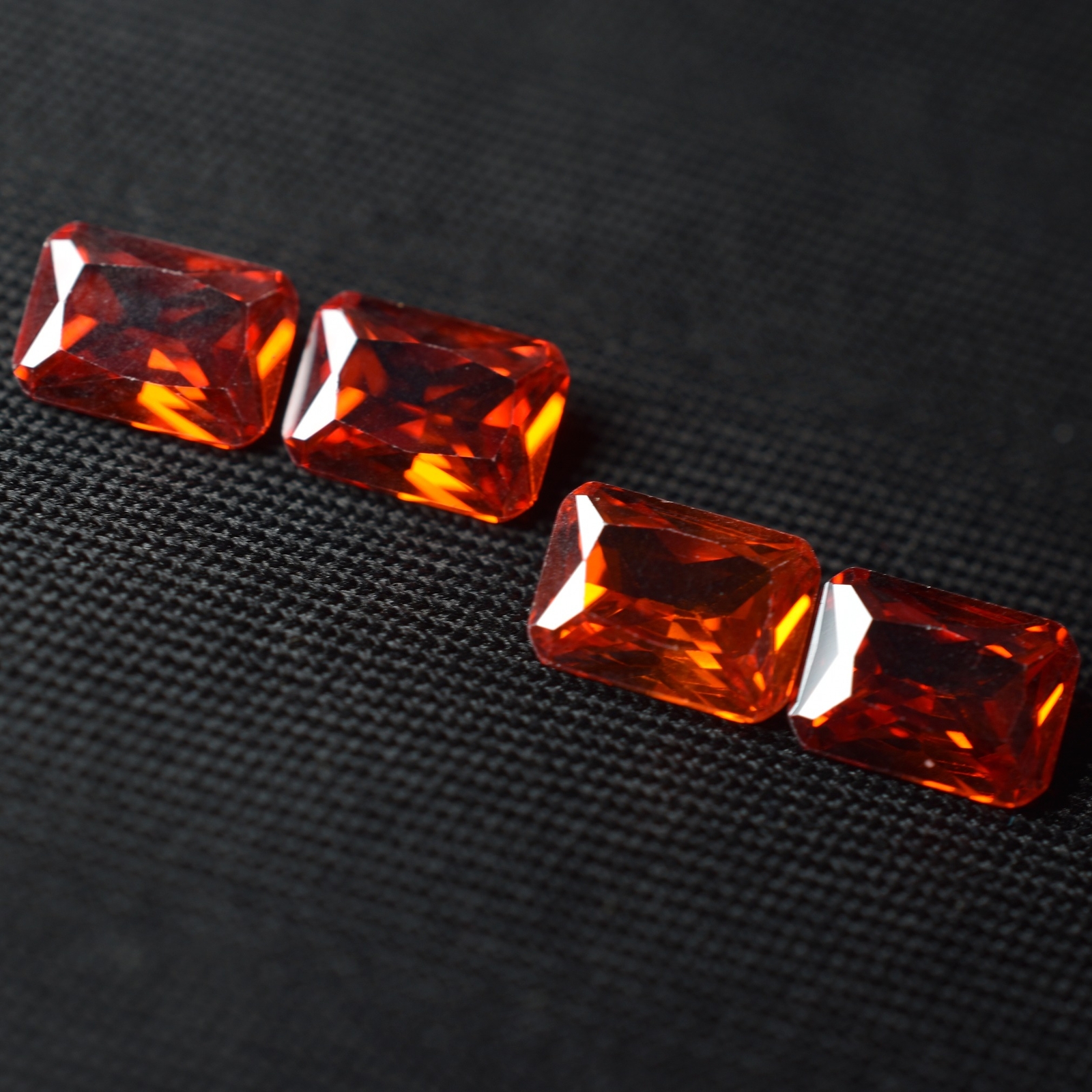 9 Pcs Natural Sapphire Orange Color Emerald Cut CERTIFIED Loose ...