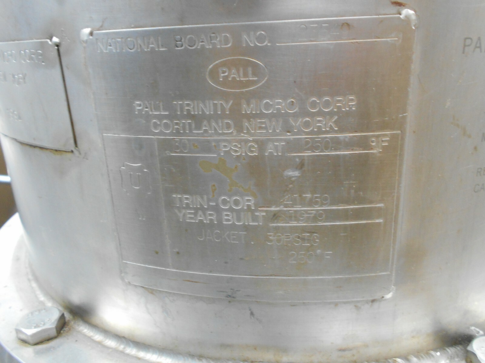 PALL TRINITY MICRO CORP. 5HD4886-249 JACKETED STAINLESS STEEL FILTER ...