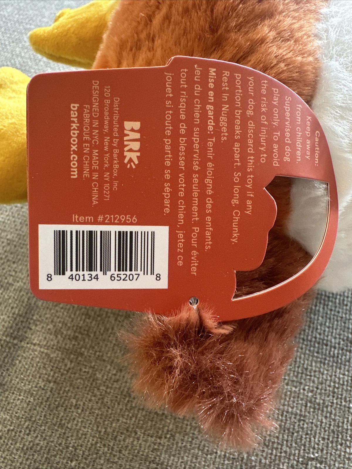 New W/Tags Bark Box Chunky Chicky Plush Dog Toy Large 50+ Lbs Crinkly ...