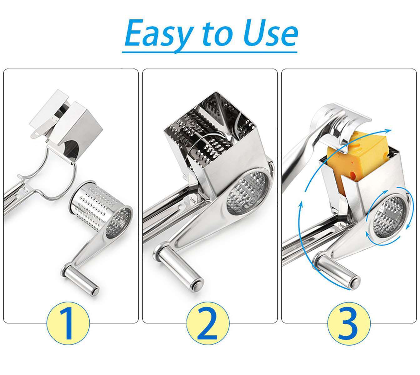 Stainless Steel Hand-Cranked Rotary Cheese Grater Ginger Shredder ...
