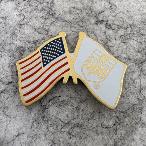 Vintage American UPS Crossed Flags Gold Tone Lapel Pin Hat Tie Tack | eBay