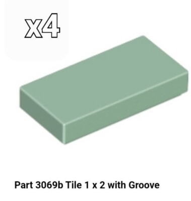 LEGO NEW Parts 3069b Tile 1x2 w/ Groove SAND GREEN (x4) 4616578 | eBay