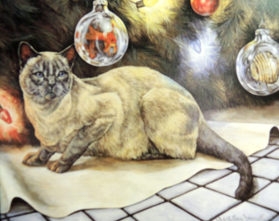 CAT AT CHRISTMAS PICTURE KITTY CAT SHEILA SOMERVILLE FRAMED PRINT 8X10 ...