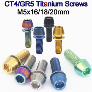 4pcs M5 x16/18/20mm GR5 Titanium Allen Screw Taper Cone Head Bolts With ...