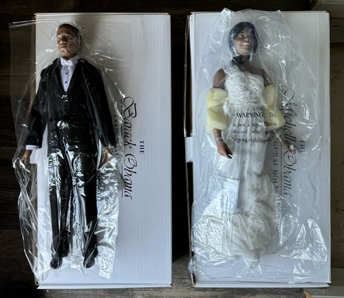 2008 MIB 17" PORCELAIN Inaugural Barack & Michelle OBAMA Commemorative ...