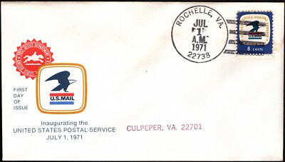 US - 1971 - 8 Cents USPS Inauguration Cacheted FDC w/ Rochelle VA ...