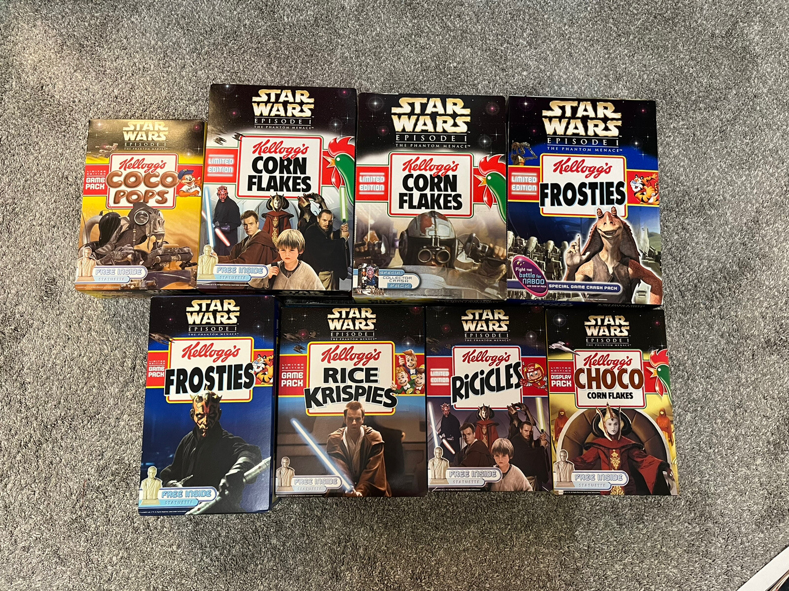 KELLOGG’S STAR WARS THE PHANTOM MENACE CEREAL BOXES 1999 EPISODE 1 FOOD ...