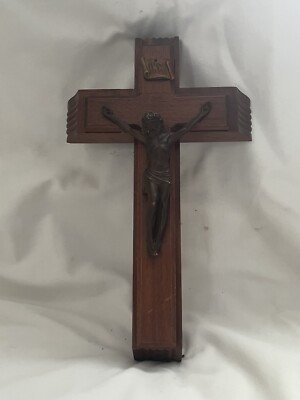 Vtg Catholic Crucifix Cross Sick Call Last Rites Set Wooden Self ...