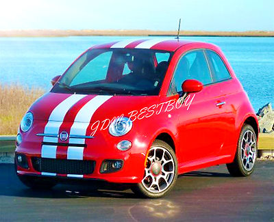 Fiat 500 4" Dual Rally Racing Stripes Decal Sticker Vinyl Wrap 500e ...