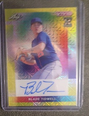 2023 LEAF VIVID BLAKE TIDWELL YELLOW MOJO AUTOGRAPH RC #/10 METS GIANTS ...