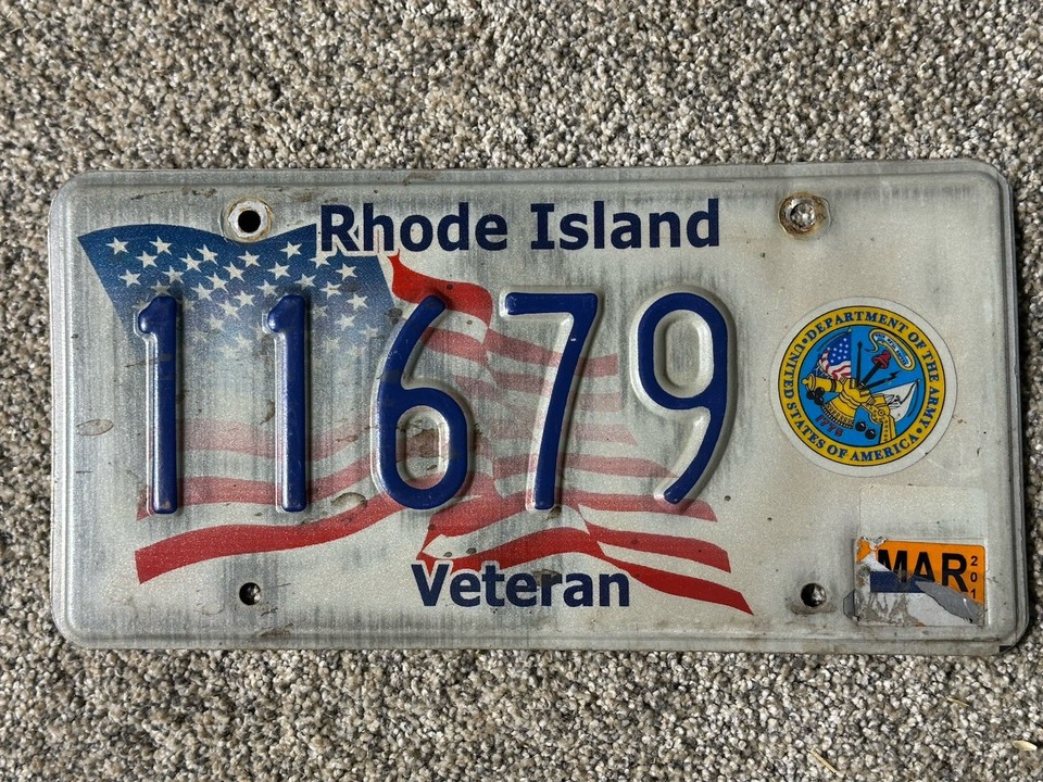 RHODE ISLAND GRAPHIC LICENSE PLATE ** ARMY VETERAN ** American Flag ...