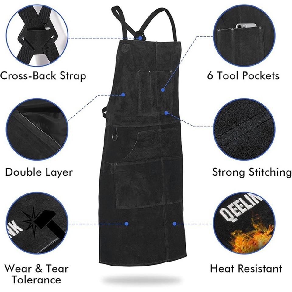 Sturdy Cowhide Welding Apron Flame Retardant for Enhanced Safety in ...