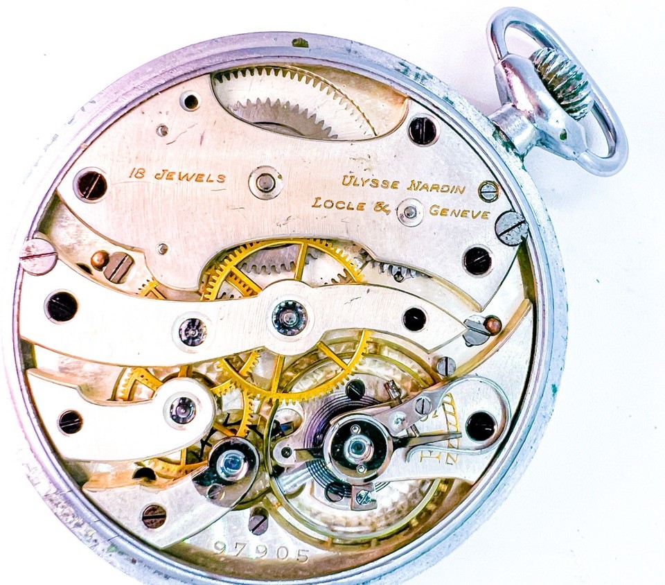 Ulysse Nardin 42mm 18 Blue Jewels Pocket Watch Open Face Hand wind ...