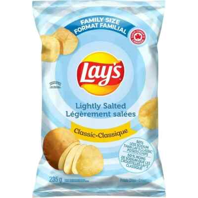 LAYS CLASSIC LIGHTLY SALTED CHIPS FAMILY SIZE BAGS 235gr FRESH & SECURE ...