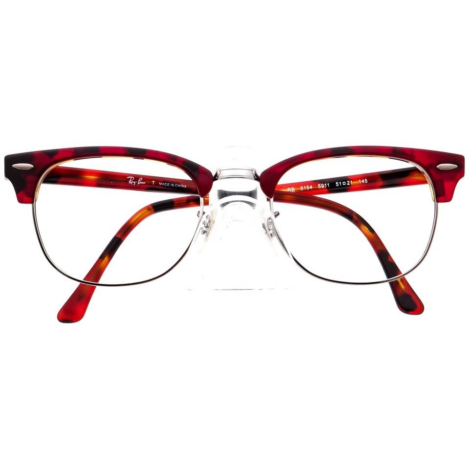 Ray-Ban Eyeglasses RB 5154 5911 Clubmaster Red Havana/Silver Square 51 ...