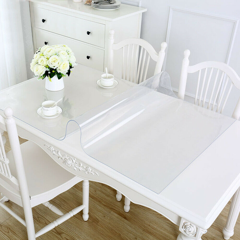 Plastic PVC Tablecloth Transparent Protector Waterproof Dining Clear ...