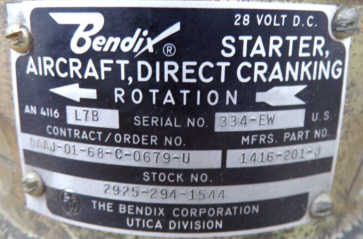 Bendix 28V D.C. Starter PN 1416-201J (EB221012244A) for sale online | eBay
