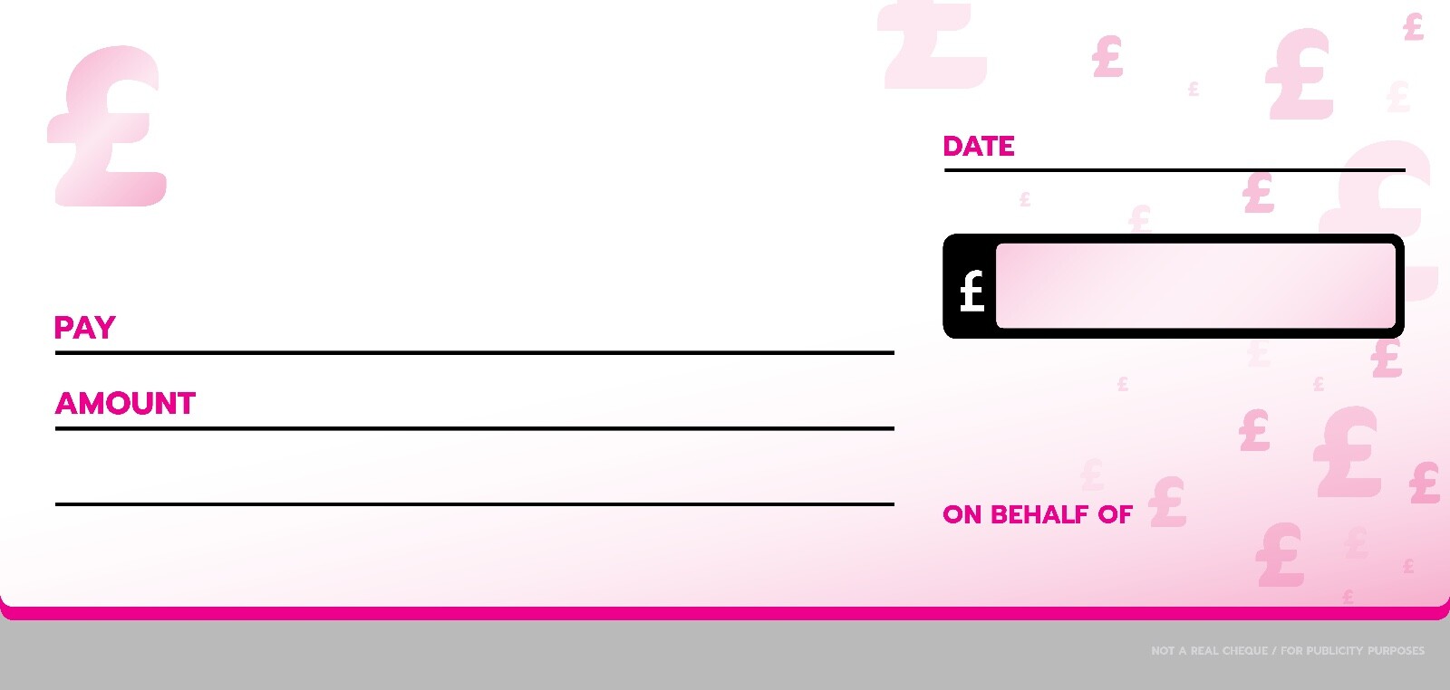 1 x BLANK Big Oversized Presentation Promo Cheque printed on Cardboard ...