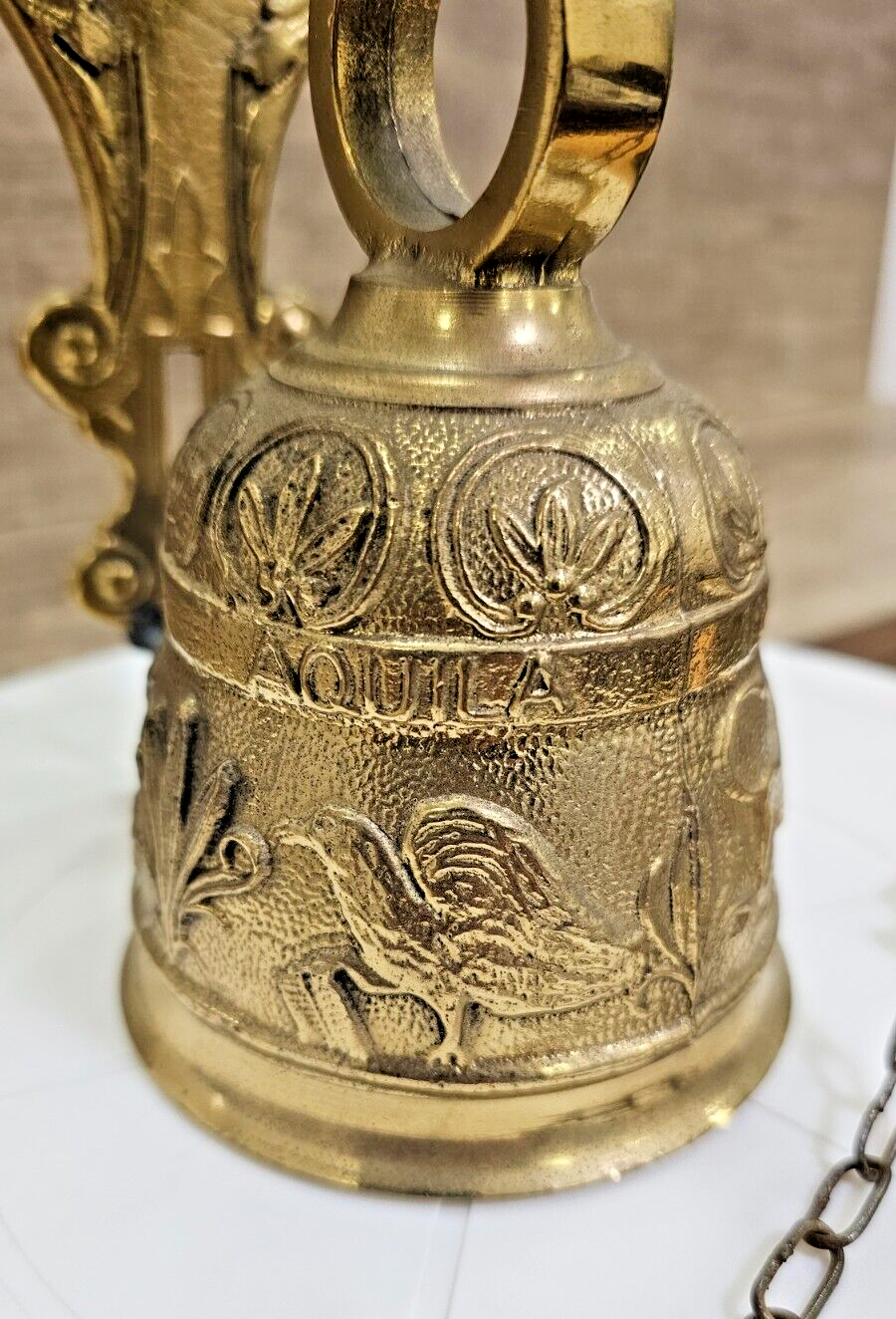Vintage Decor Heavy Brass Door Bell Angel Inscribed - "LEO-AQUILA ...