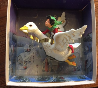 Hallmark CHRISTMAS FANTASY ELF on Flying Duck Goose Christmas Ornament ...