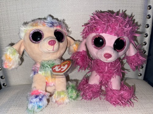 💜TY Beanie Boos - RAINBOW the Poodle (NWT) & PATSY The Poodle (used ...