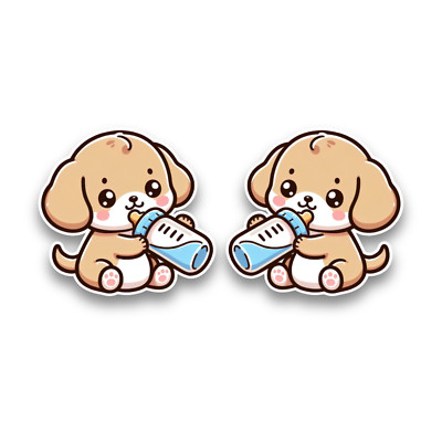 2x Small Kawaii Baby Animal Cute Puppy Vinyl Sticker Decals Scrapbook ...