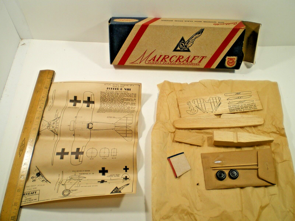 WWII Era Rare - Maircraft Famous Planes in Miniature Fokker D8 Balsa ...