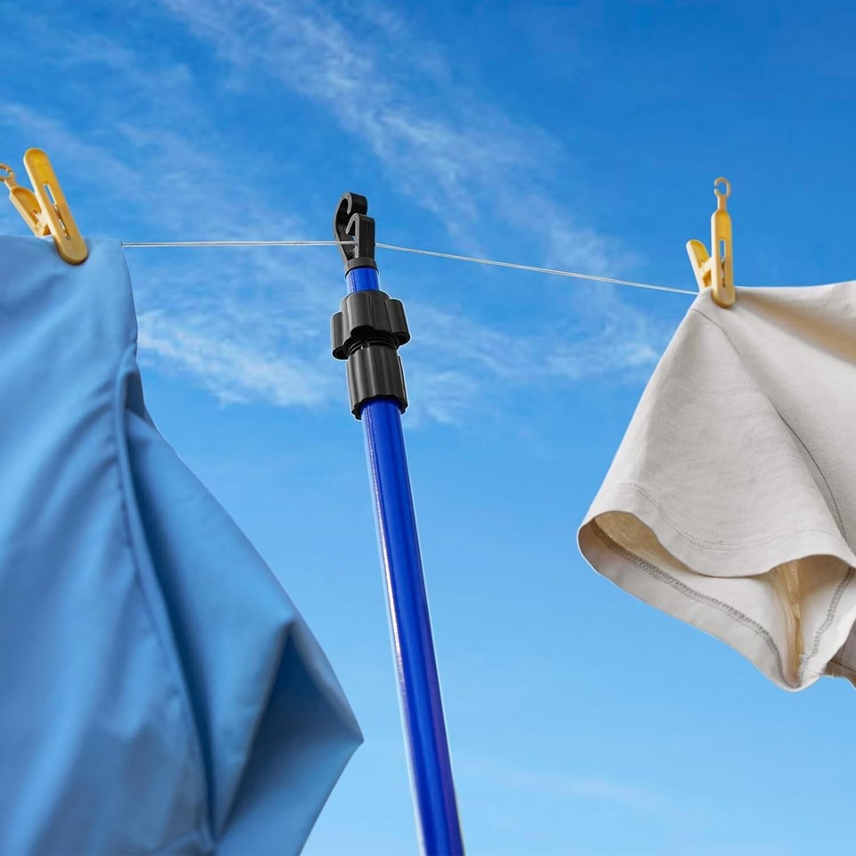 X2 CLOTHES WASHING LINE PROP SUPPORT EXTENDABLE POLE HEAVY DUTY ...