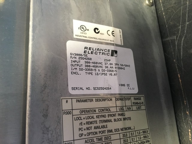 Reliance Electric Gv3000 VTAC 7 25 HP 25G4260 AC Drive Tested OK for ...