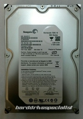 Seagate Barracuda 7200.10 ST3500630AS 500GB SATA P/N:9BJ146-505 F/W: 3 ...