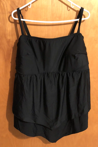 NWT: Cacique Tankini Swim Top Size 26 Black Adjustable Straps Lightly ...