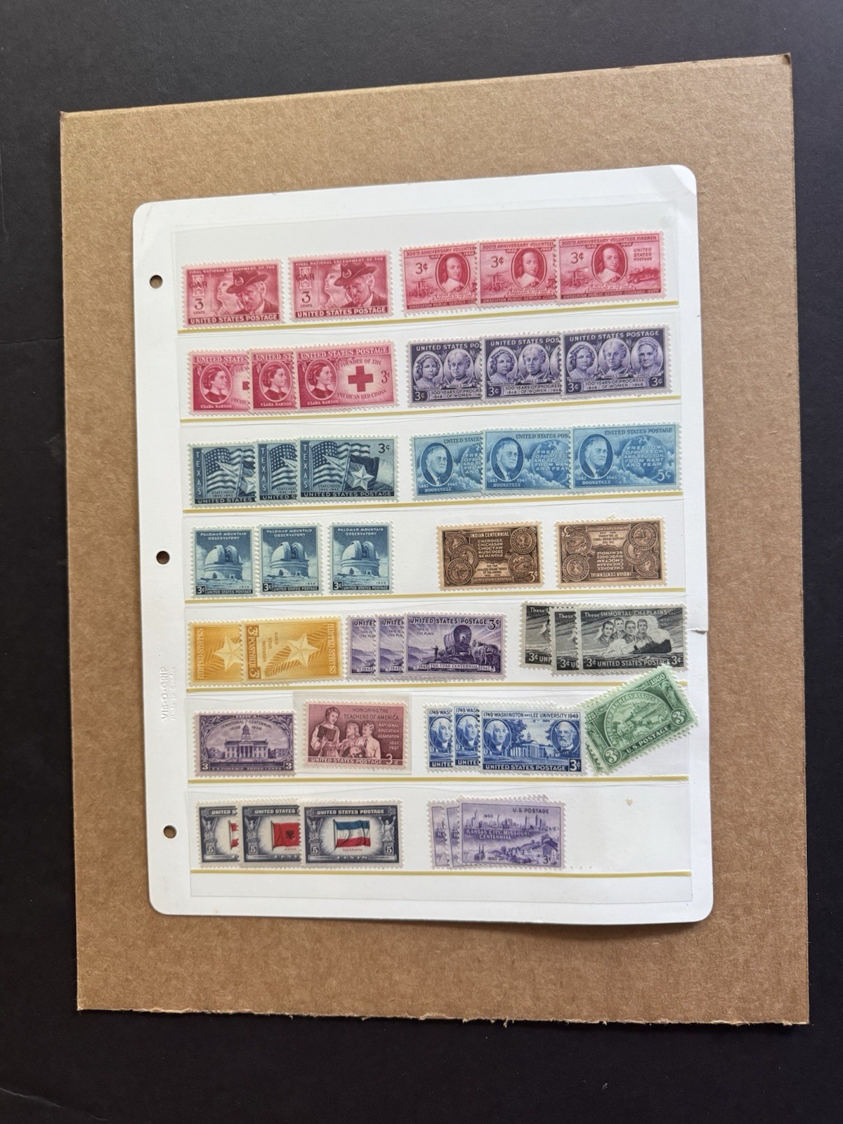 US 1940s-50s Commemorative Stamps On Page +Total 34 MNH Stamps +Extra ...
