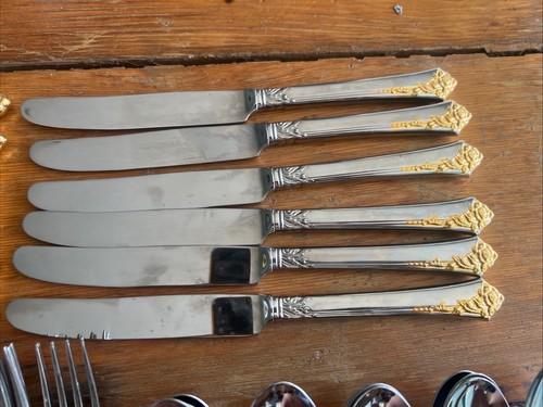 Oneida Heirloom Stainless 92 pc Set Golden Damask Rose Service For 12 ...