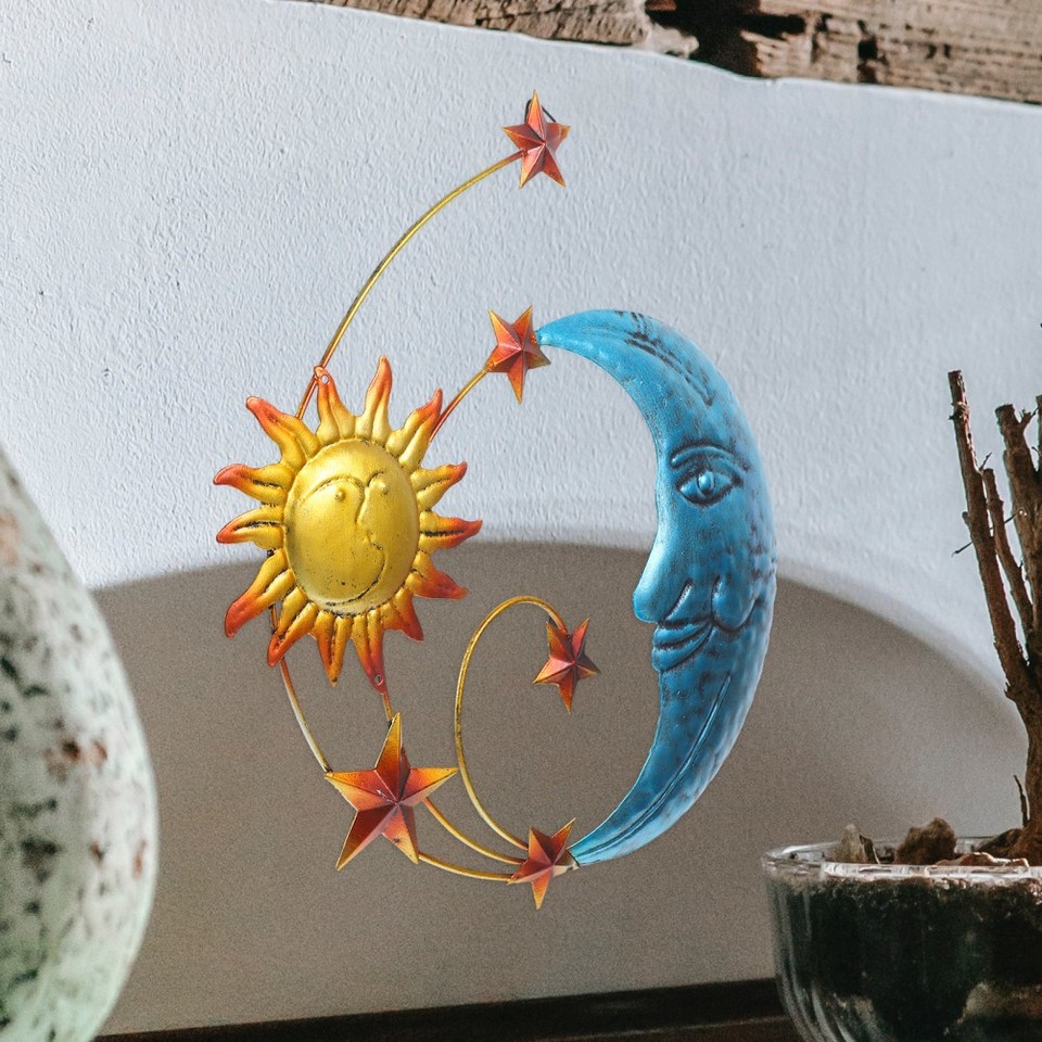 Sun And Moon Iron Wall Pendant Hanging Decoration For Yard And Home ...