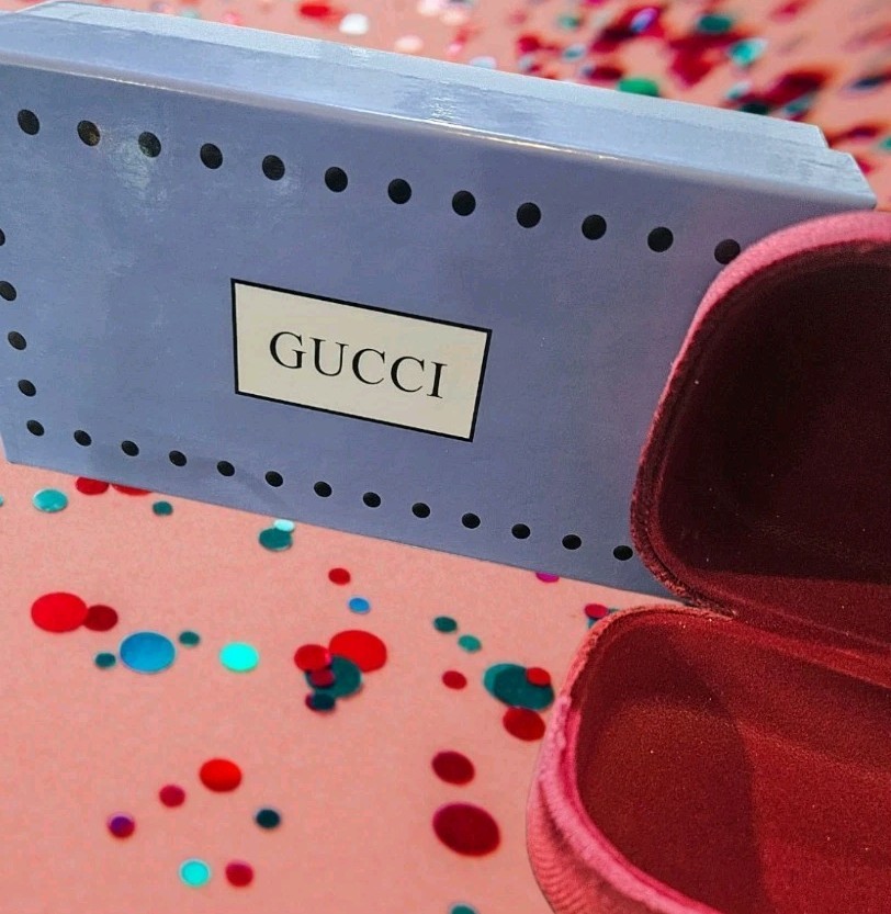 Gucci Logo Black Gold Red Grey Lens Women Womens Sunglasses Glases ...