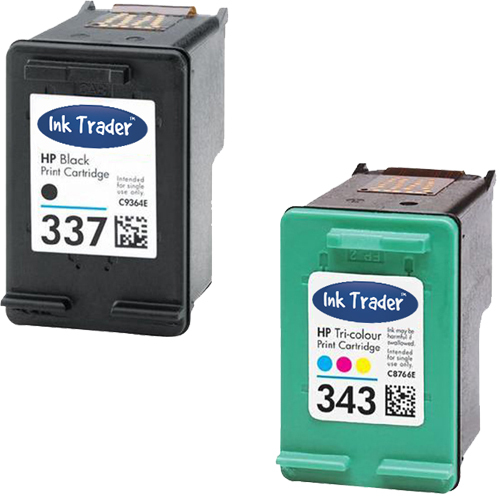 HP 337 Black & 343 Colour Ink Cartridges for Officejet H470 Inkjet ...