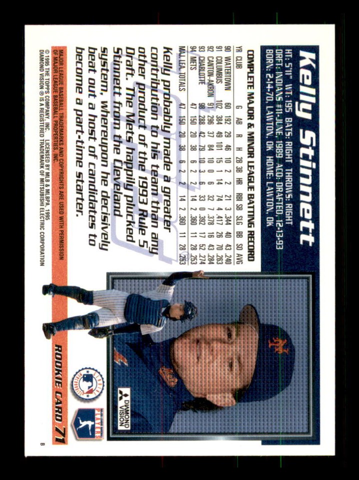 1995 Baseball Topps Kelly Stinnett New York Mets #71 | eBay