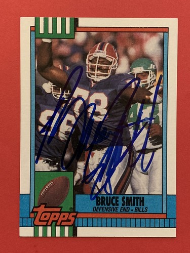 BRUCE SMITH HOF Signed 1990 Topps 205 Buffalo Bills Virginia Tech ...