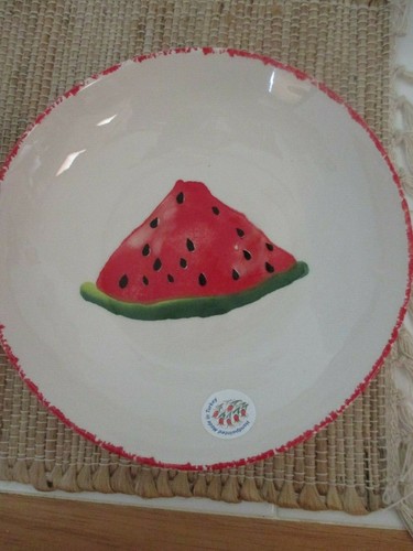 NEW- Set of 2 PAPART CERAMICS Handpainted Turkey WATERMELON Bowl ...