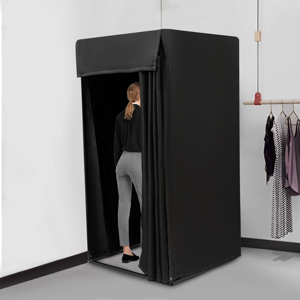 Portable Fitting Dressing Room Movable Changing Room W/ Clothes Rack ...