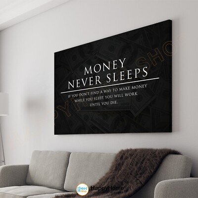 Money Never Sleeps Wall Art Warren Buffett Quote Investing Rule Print ...