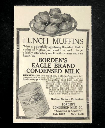 1912 Borden’s Condensed Milk Advertisement Muffin Recipe Can Antique ...