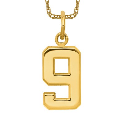 10K Solid Yellow Gold Number 9 Necklace | eBay