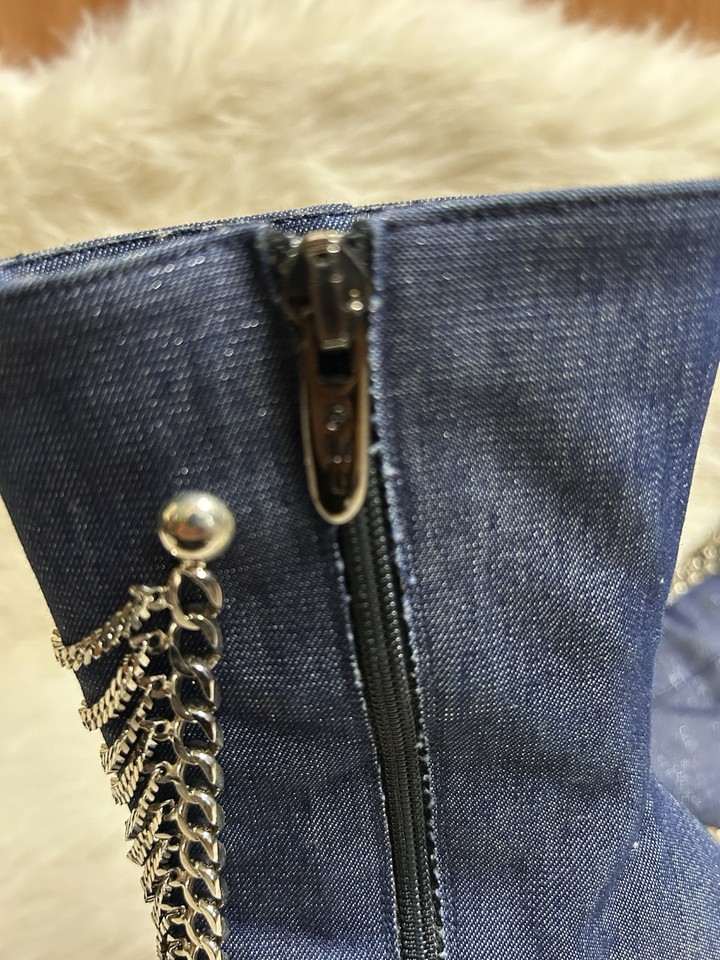 Gianmarco Lorenzi Jeans Chain Detail Boots Size 36 US 6 | eBay