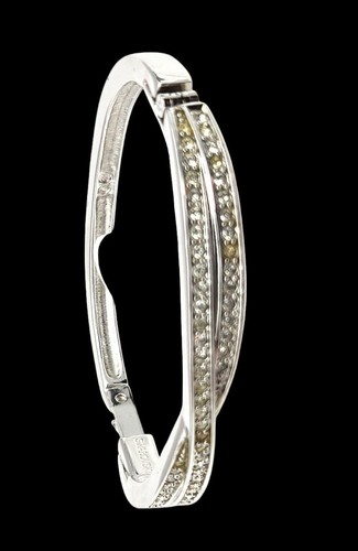 Swarovski Vintage Crystal Cross Over Bangle Bracelet With Latch Closure ...